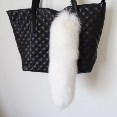 2pcs Snow Fox HIDE Tail Fur Key Chain Ring Fur Pendant Key Ring Bag ...