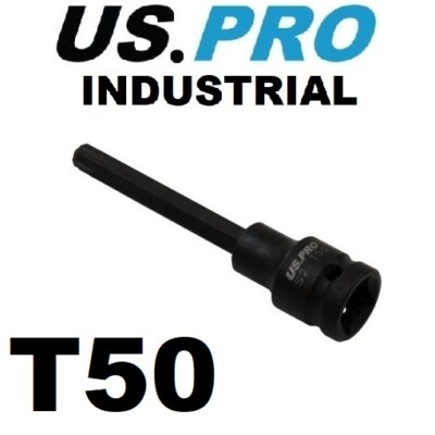 LONG T50 TORX BIT IMPACT SOCKET by US PRO INDUSTRIAL 1/2" Drive 100mm ...