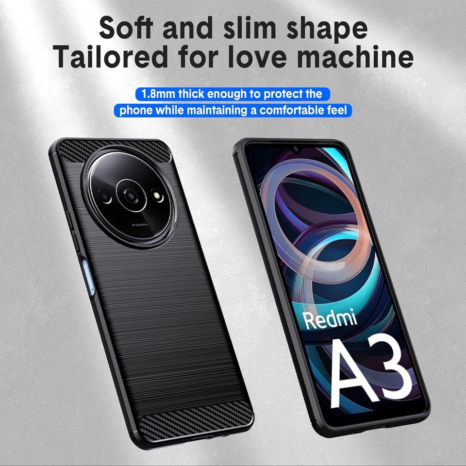 For Xiaomi Redmi A3 A3X Case, Carbon Gel Phone Cover Shockproof | eBay UK