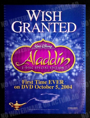 Aladdin Platinum Edition Disney 2004 Trade Print Magazine Ad Poster DVD ...
