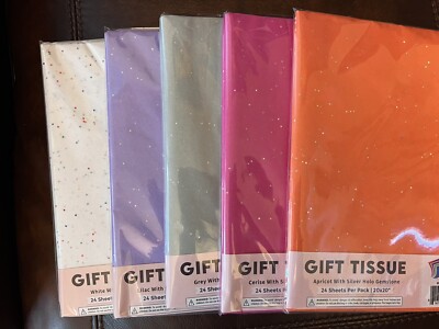 5 Packs Bundle! Gemstone Glitter Gift Tissue Paper Pack, 20" X 20"24 ...