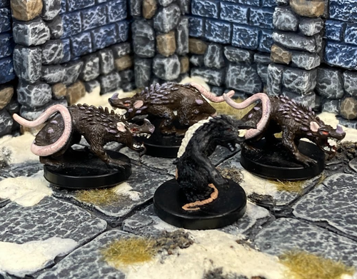 WOTC DIRE RATS x4 pack lot plastic AD&D Shadowdark Pathfinder mordheim ...