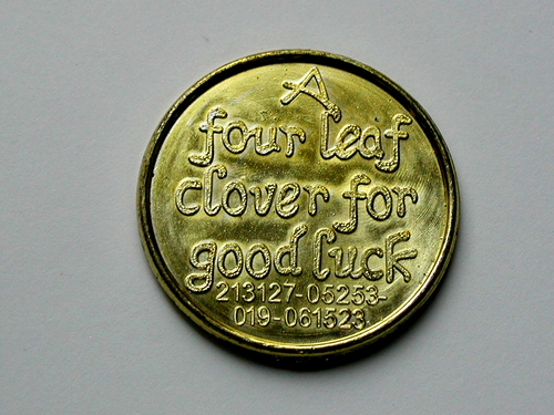 Souvenir Parade Throw Good Luck Token in Golden Plastic with Lucky 4 ...
