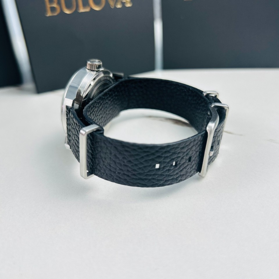Bulova Men's Classic Hack Watch 96A246 Ivory Dial Black Leather ...