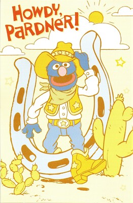 Sesame Street Cowboy GROVER Happy Birthday PHOTO Card By American ...