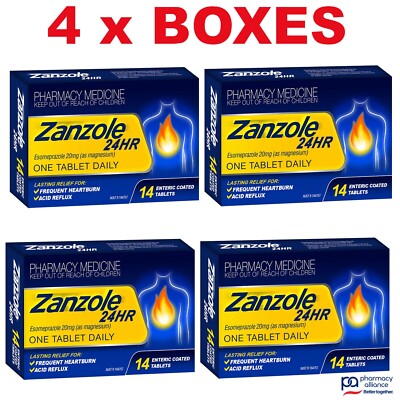 4x 14tab Zanzole 24Hr Heartburn Relief - Nexium Alternate, Esomeprazole ...