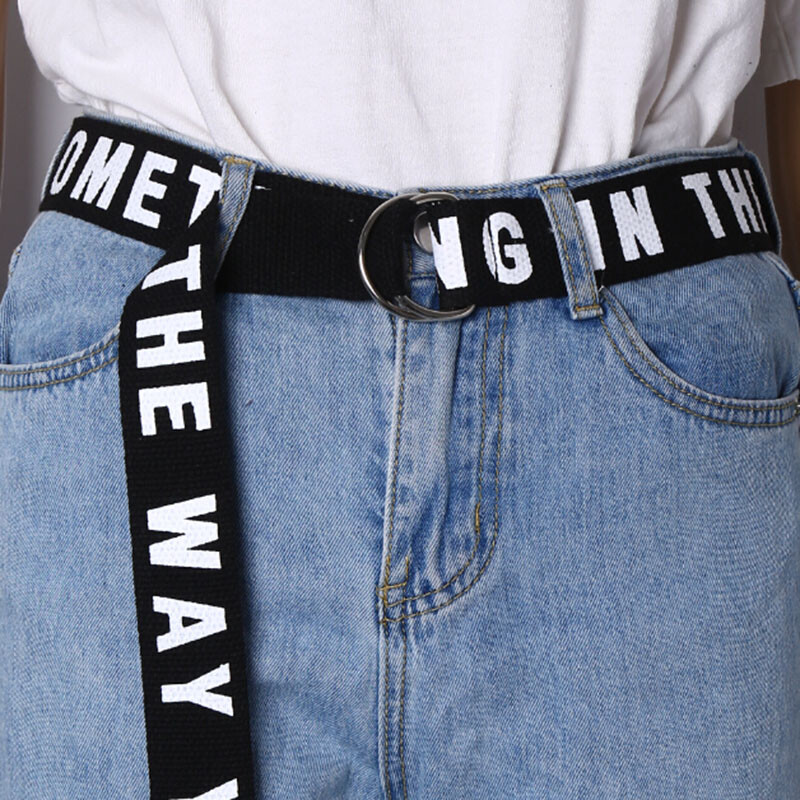 Double D Ring Belt Harajuku Women Men Long Belt Canvas Belt For Jeans ...