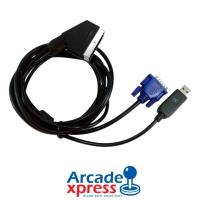 VGA to SCART 15Khz USB ArcadeVGA Cable Mister FPGA Compatible +5V + 12V ...