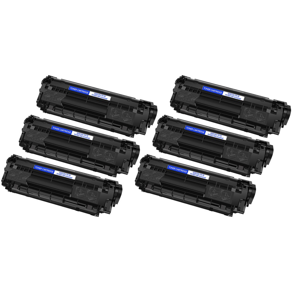 6PK Q2612A 12A Black Toner Cartridge For HP LaserJet 3052 3055 1022 ...