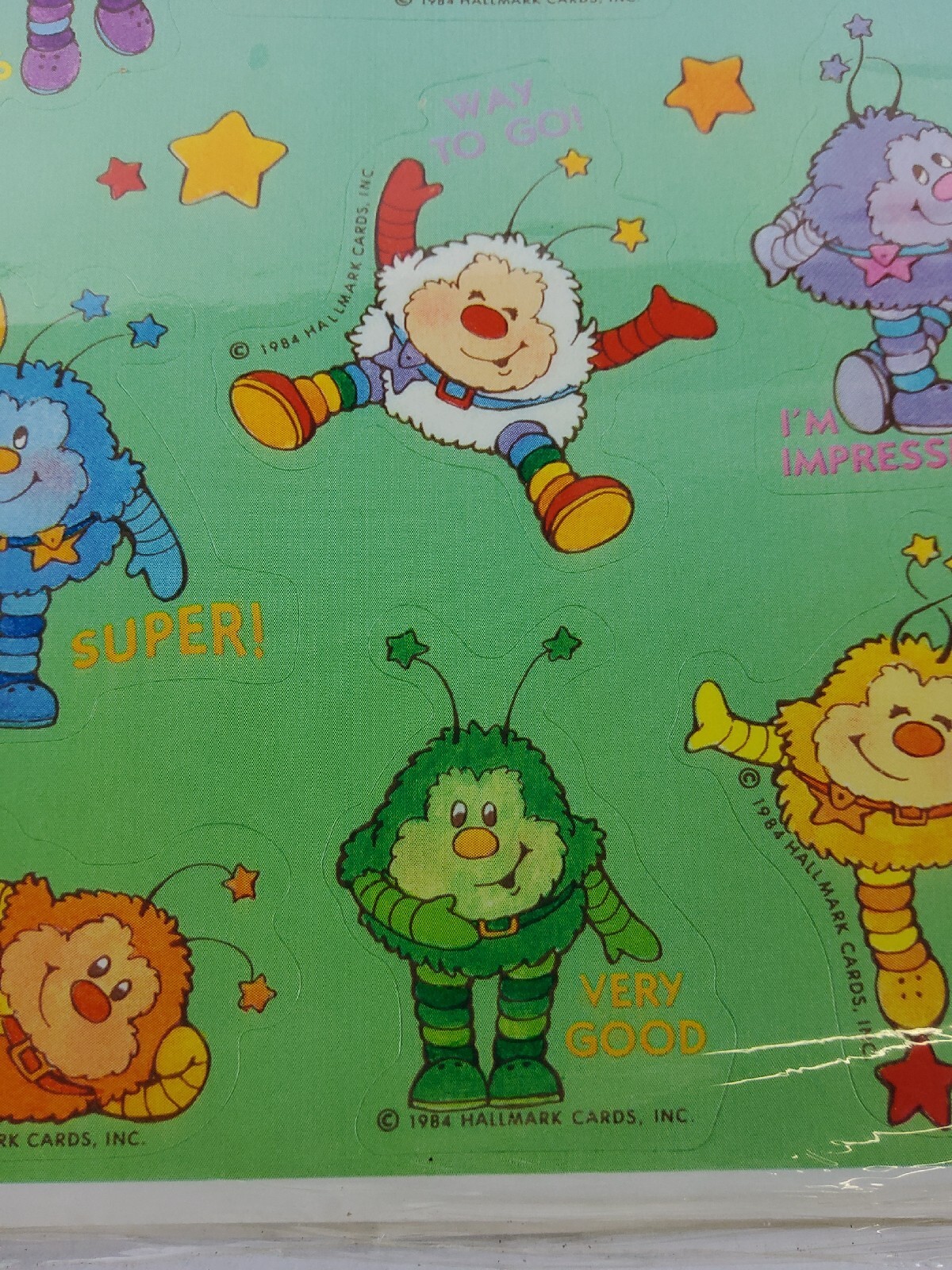 Vintage 1984 Rainbow Brite Sprites Sticker 4 Sheet Green Background ...