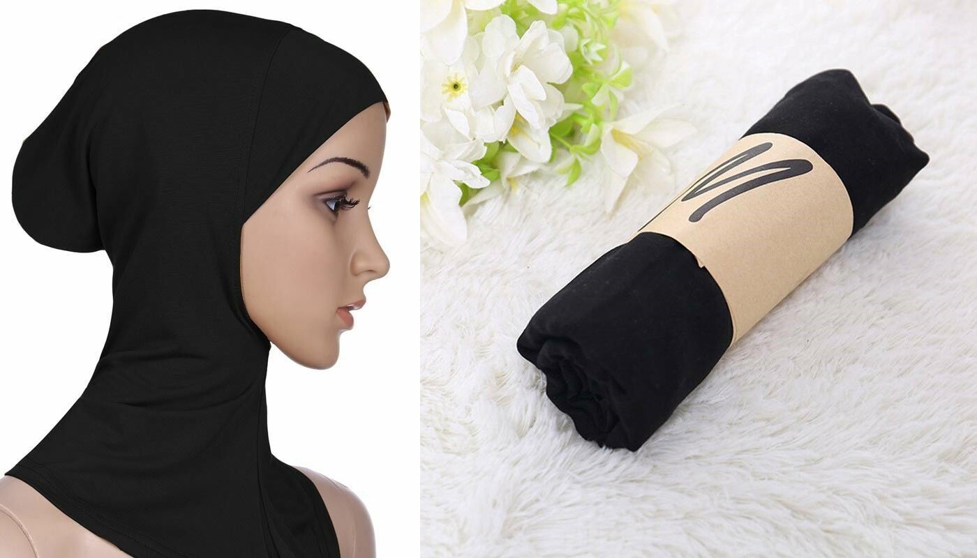 2x Arabic Amira Hijab Kopftuch Maxi Schal Islam Muslima Schwarz 180 cm ...