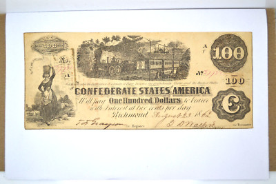 T39 $100 August 23, 1862. Nice Extremely Fine with two interest stamps ...