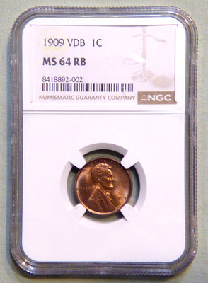 1909 VDB United States Lincoln Wheat Penny NGC Graded MS 64 RB - Lot ...