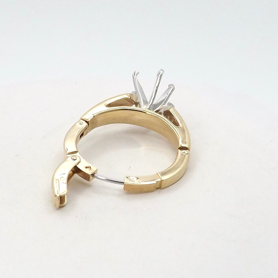 Finger Fit Shank 14k Gold Engagement Ring Mounting Setting High Top sz3 ...