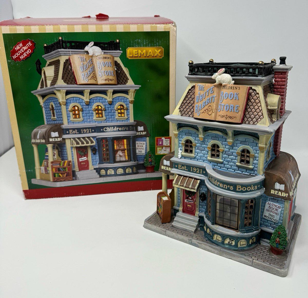 Lemax White Rabbit Book Store #25388 Christmas Village Rare w Box/Foam ...