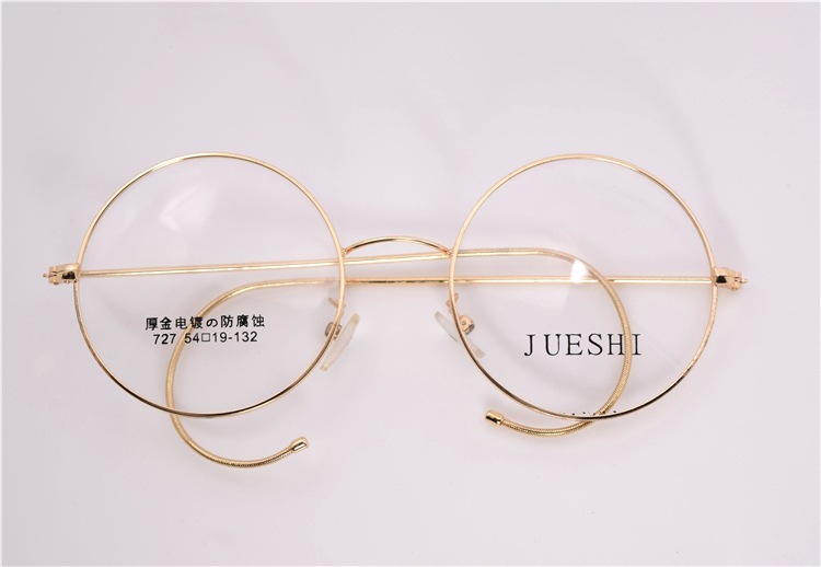 44/46/48mm Gold Wire Rim Eyeglasses frames Eyewear Round Glasses Retro ...
