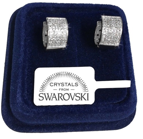 Cercles 12 \ 10mm Boucles Homme Femme Pl.oro Blanc 18K Avec Cristaux de ...