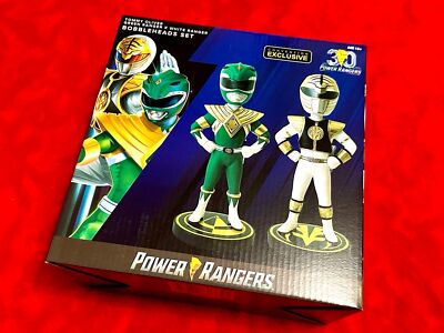 Mighty Morphin Power Rangers Green & White Bobbleheads Figures Dolls ...