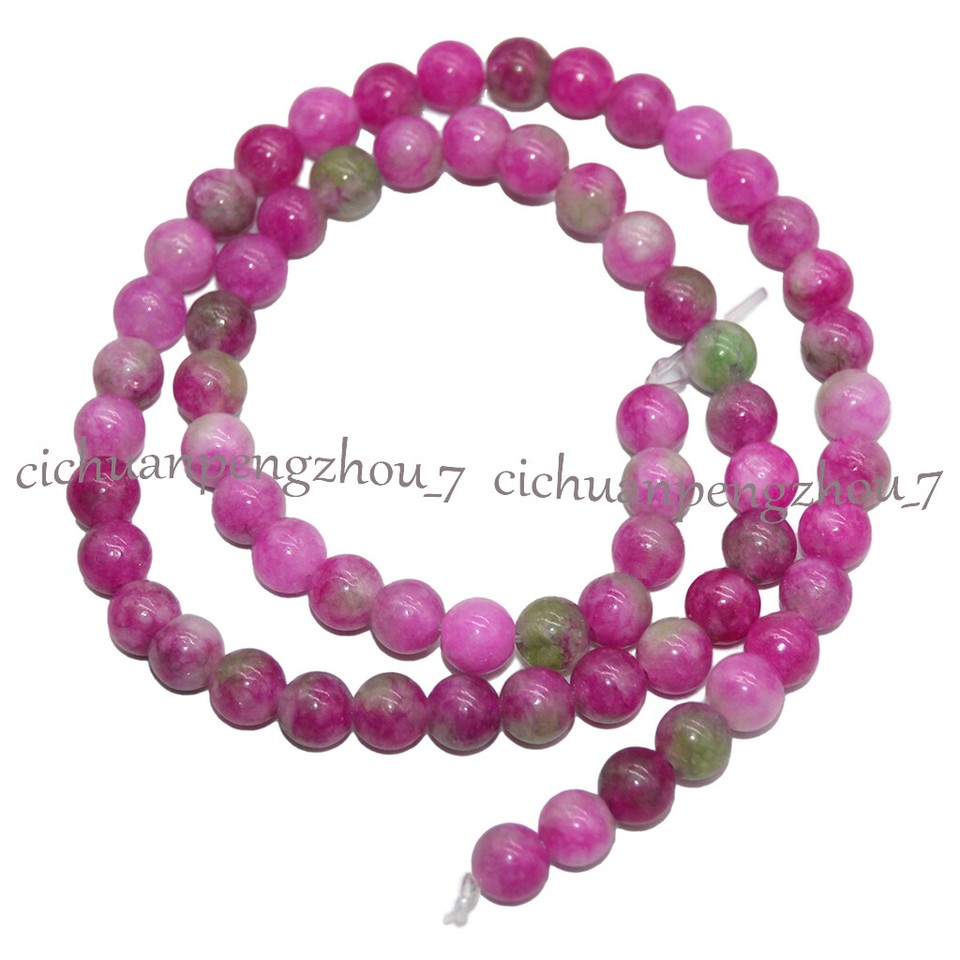 Natural Red Green Multicolor Jade 6/8/10/12/14mm Round Gemstone Loose ...