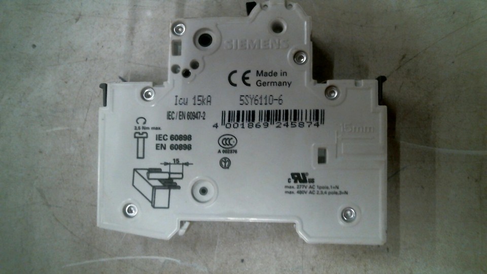 SIEMENS 5SY6110-6 CIRCUIT BREAKER 230-400V -FREE SHIPPING | eBay