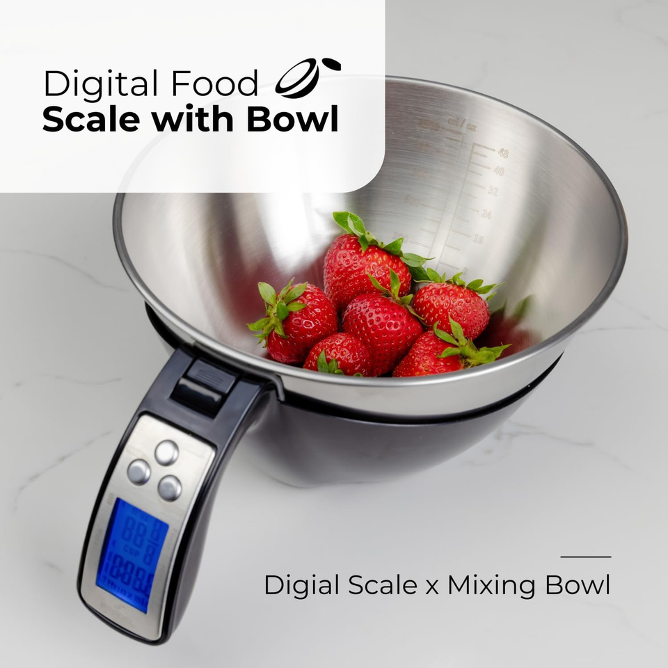 Stainless Digital Kitchen Food Scale with Bowl (Removable) and ...