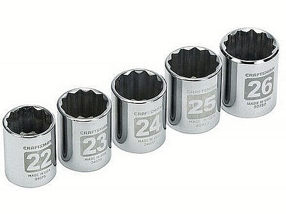 Craftsman 34574, Metric 5-PC 1/2" Drive 12 PT Socket Set | eBay