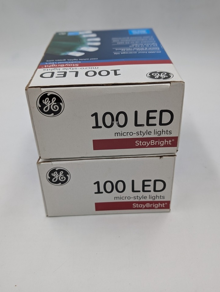 GE 100 LED Christmas Lights Micro-Style Cool White Green Wire 24.7 ft ...