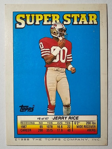 1988 Topps Super Star Sticker Back Cards #8 Jerry Rice-#121 Hebert #215 ...