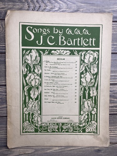 Vintage Sheet Music A Dream 1895 J C Bartlett | eBay