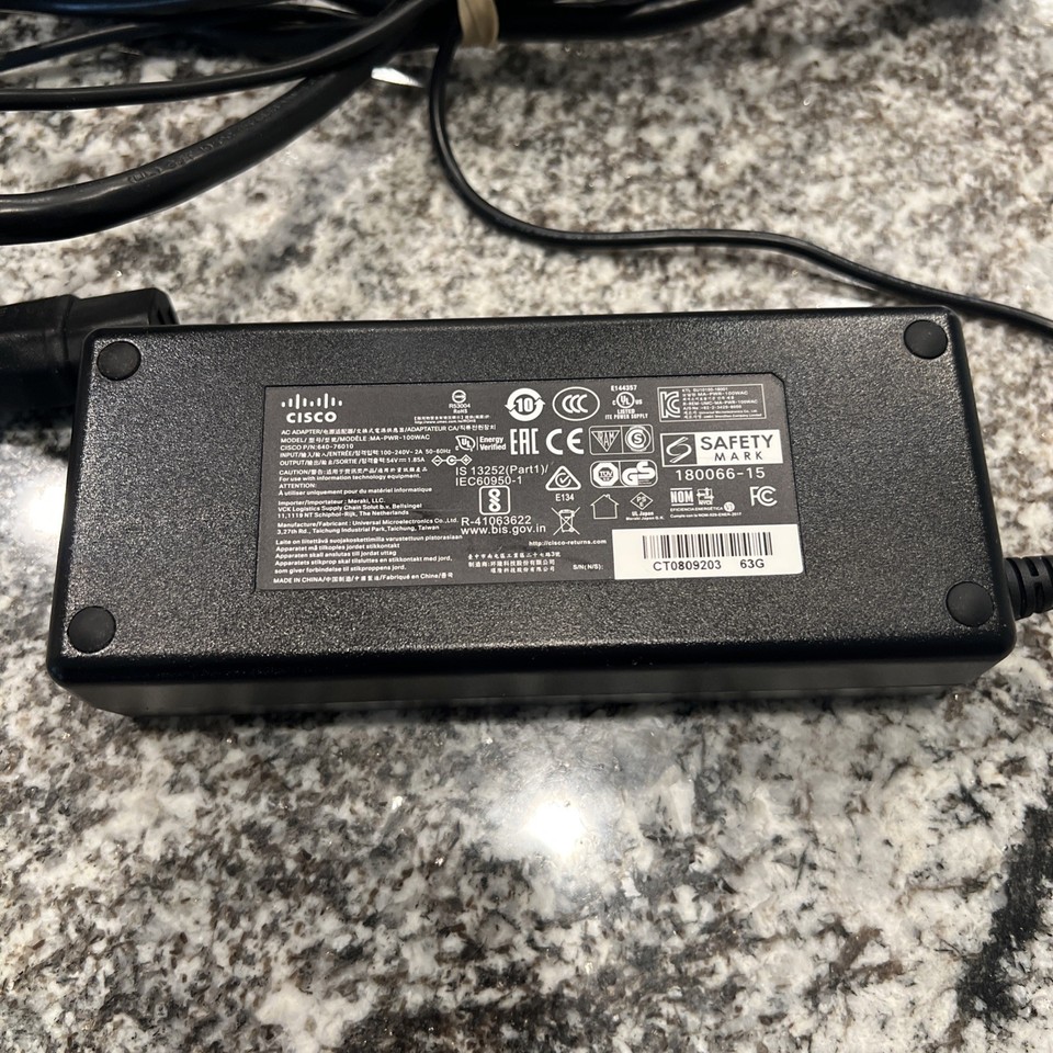 Cisco MA-PWR-100WAC Meraki MX68 Replacement Power Adapter (100 WAC ...