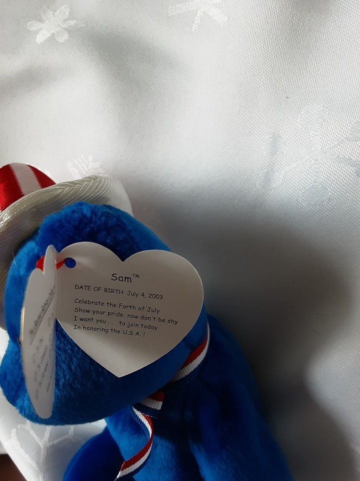 SAM the BLUE Bear TY Beanie Baby July 2003 | eBay