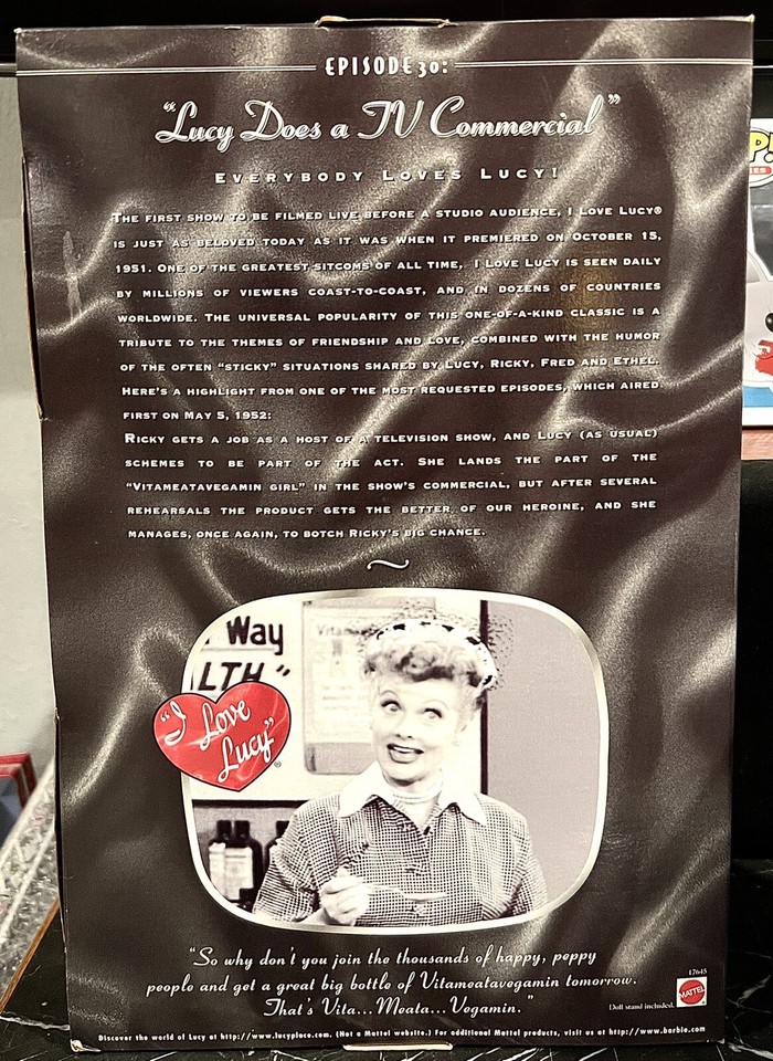 I Love Lucy Barbie 📺 TV Commercial Vintage Barbie Doll Vitameatavegamin ...