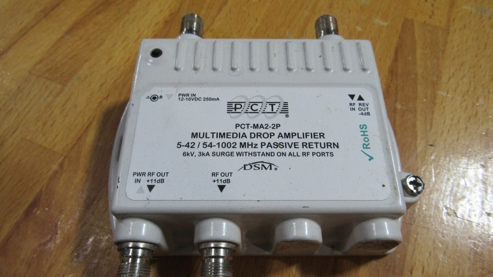 PCT pct-ma2-2p 2 output Multimedia Drop Amplifier CATV W/ Power pack ...