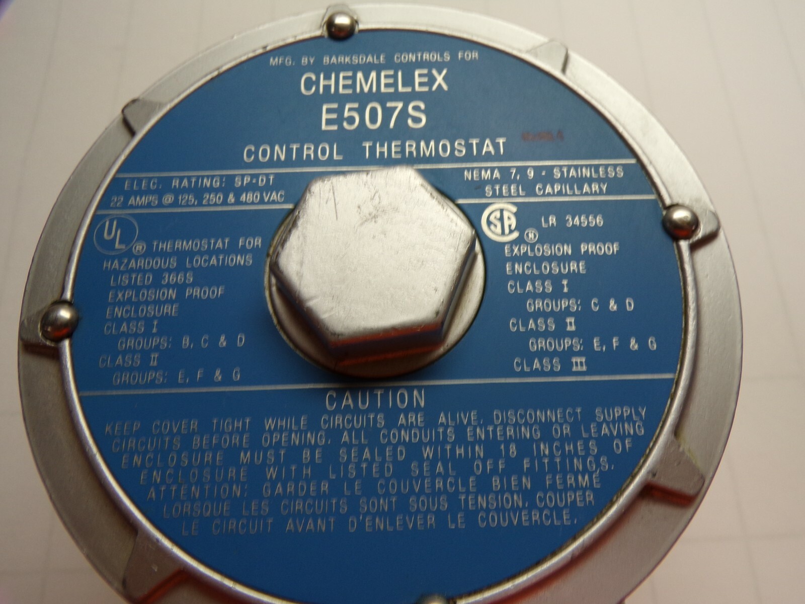 Barksdale Explosion Proof Chemelex Control Thermostat E507S for sale ...