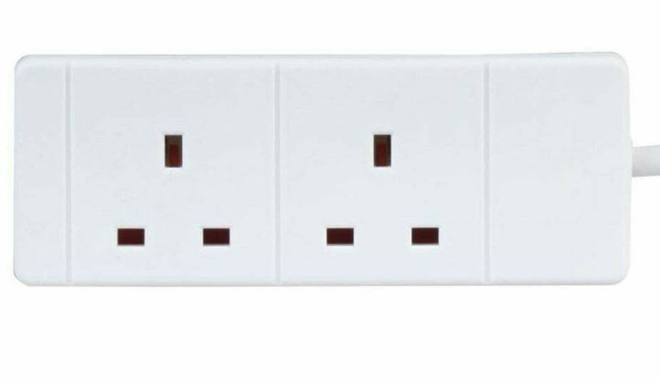 2 Way Mains Extension Lead Gang Double Socket Power 1/2/5/6m Cable 13A ...