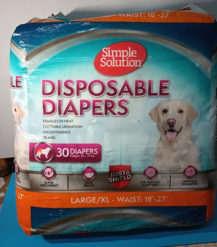 Simple Solution Disposable Dog Diapers L / XL for Female 30 Count 18 ...