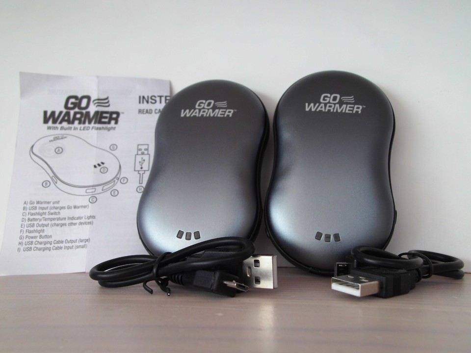 Go Warmer Rechargeable Hand Warmer Power Bank with Flashlight - 2 Pack ...