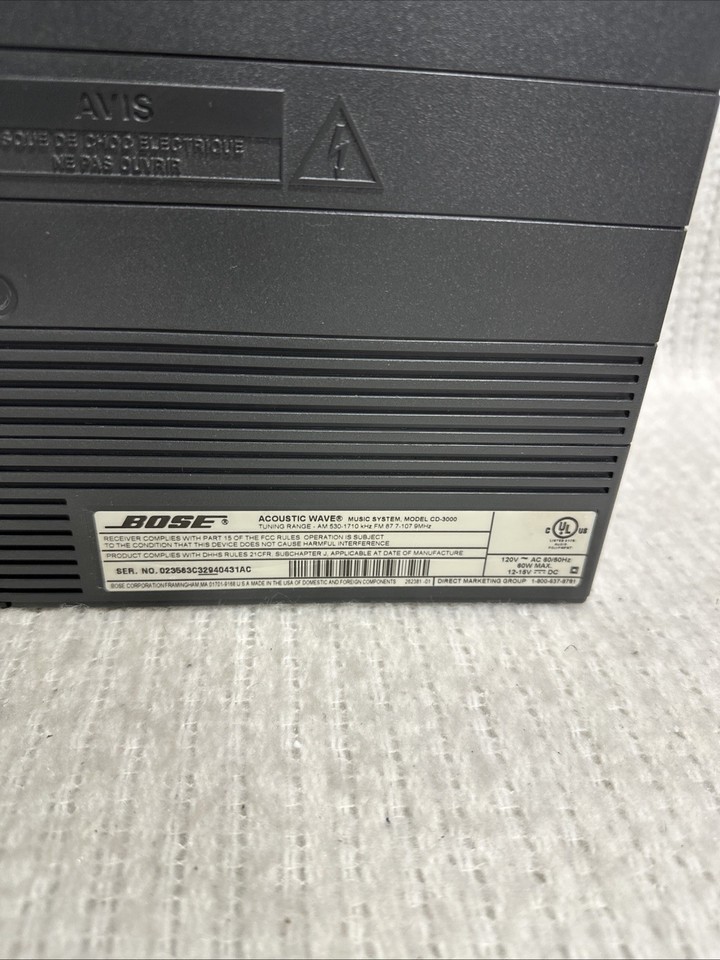 Bose Acoustic Wave Music System CD-3000 Black! WORKING! Bose CD AM/FM ...