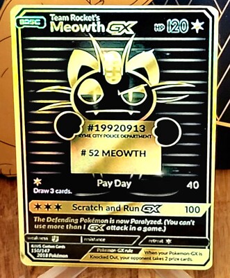 Pokemon Meowth GX Mugshot Anima Doujin ACG DIY Craft Full Art Custom ...