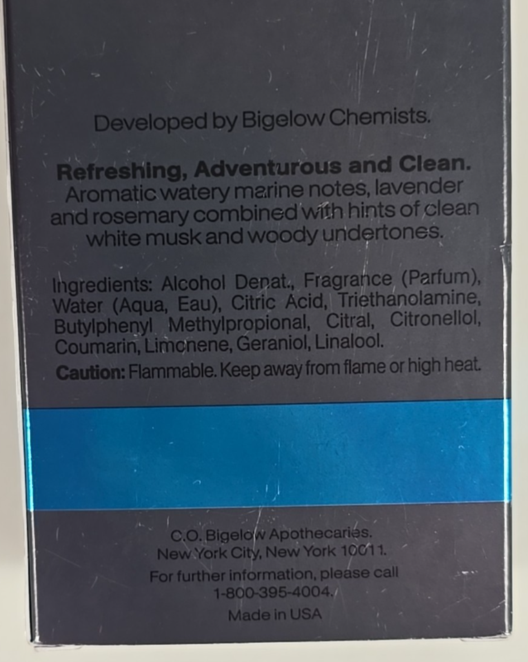 NIB - CO Bigelow Barber ELIXIR BLUE No 1580 Cologne Spray 2.5 oz /75 ml ...