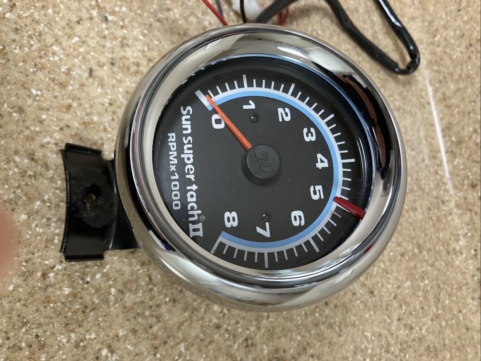 Vintage Sun Super Tach II Tachometer 8,000 8K RPM Blue Line Untested As ...