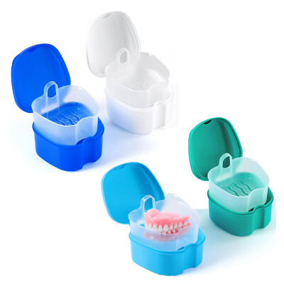 JMU Denture Retainer Case w/ Strainer Apple Shaped False Teeth Storage ...
