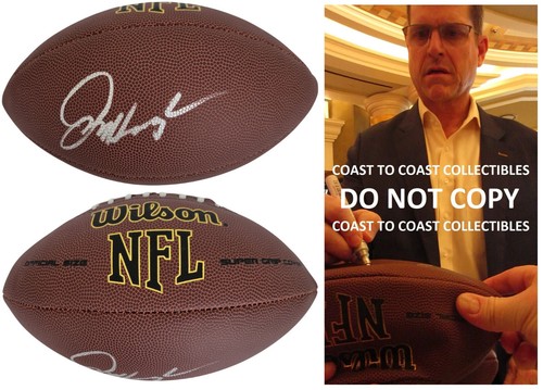 Jim Harbaugh Signed Football Proof COA Autographed Michigan,Los Angeles ...