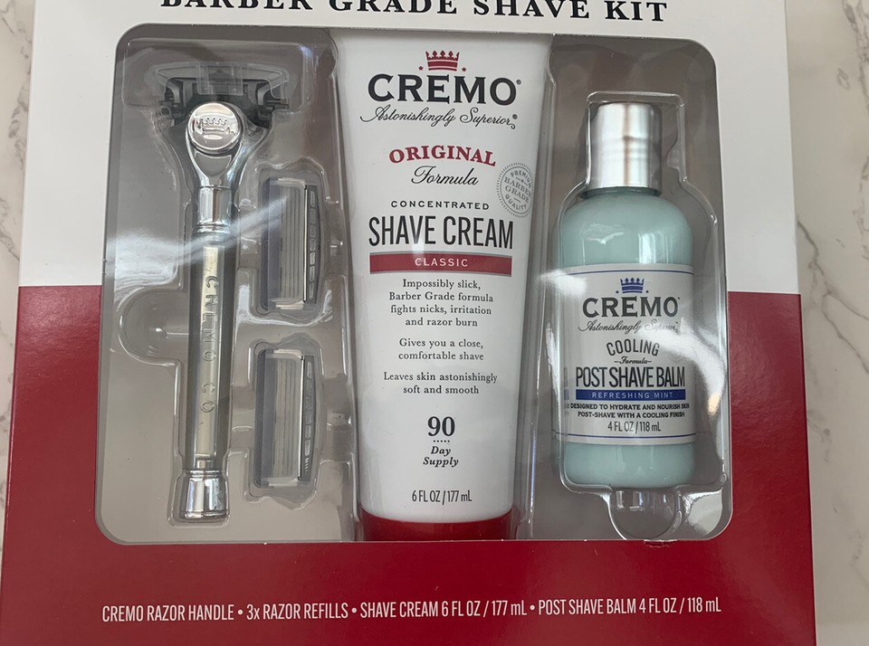 Cremo Barber Grade Shave Kit = Razor + Cream + After Shave Balm ！ NEW ...