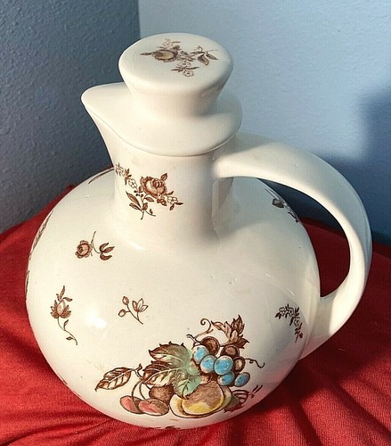 VINTAGE MCM Yamaju Japan Fruit Fantasy Ceramic Water Pitcher/Ewer w/Lid ...