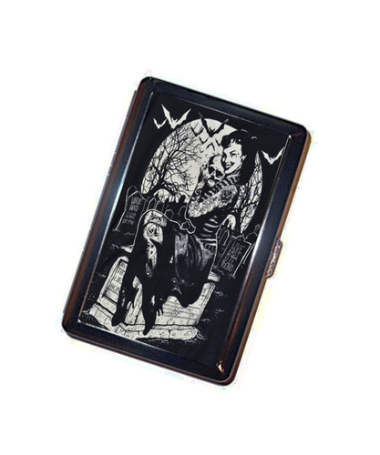 Graveyard Pinup Cigarette Case Handmade Metal Wallet Rockabilly Gothic ...