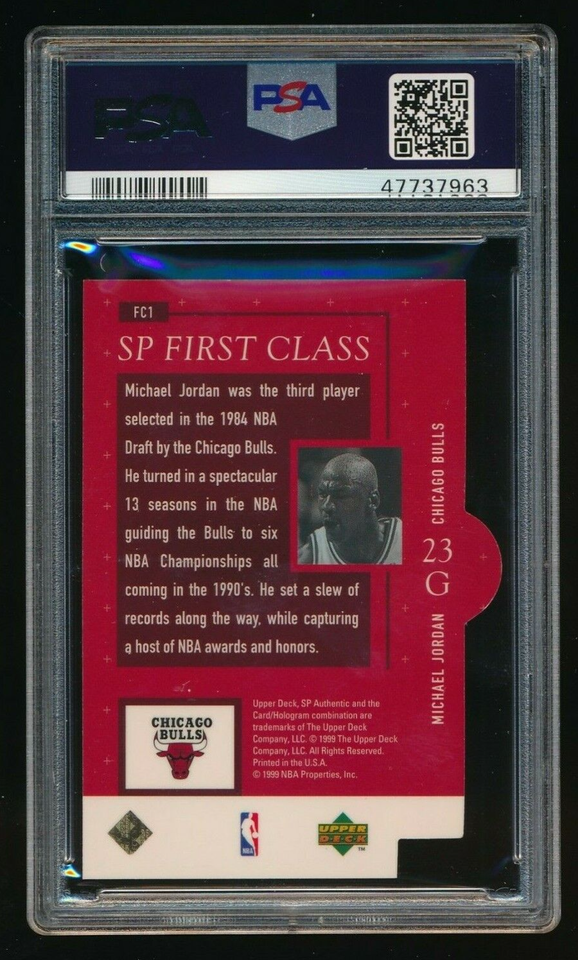 1998 SP Authentic First Class #FC1 Michael Jordan PSA 9 MINT Chicago ...