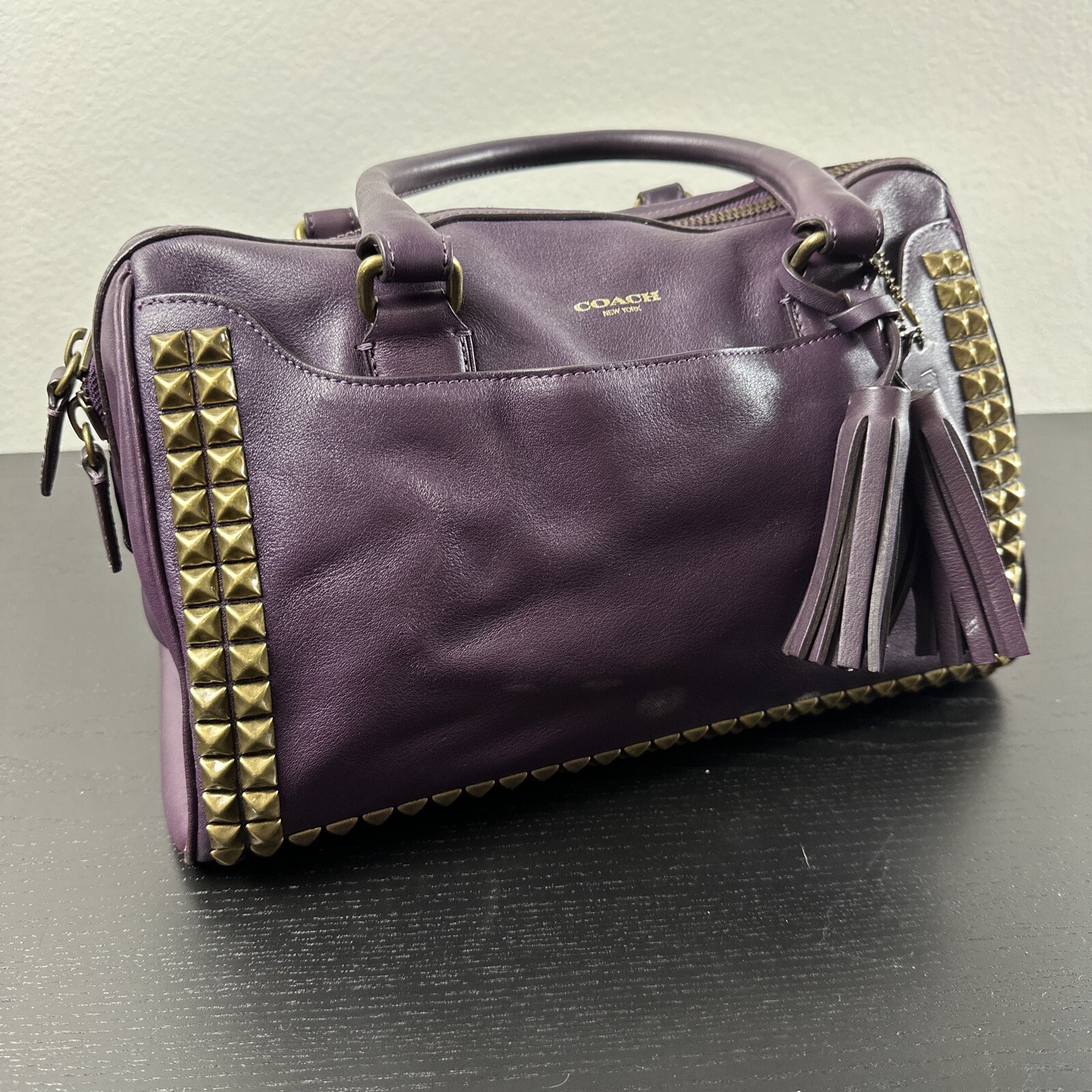 COACH Legacy Haley Studded Leather Satchel Handbag Pu… - Gem