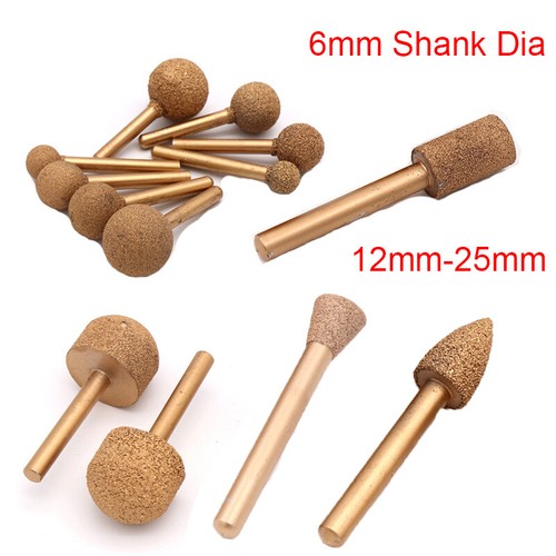12mm-25mm Brazing Diamond Burr Grind Drill Bit Die Grinder 6mm Shank 46 ...