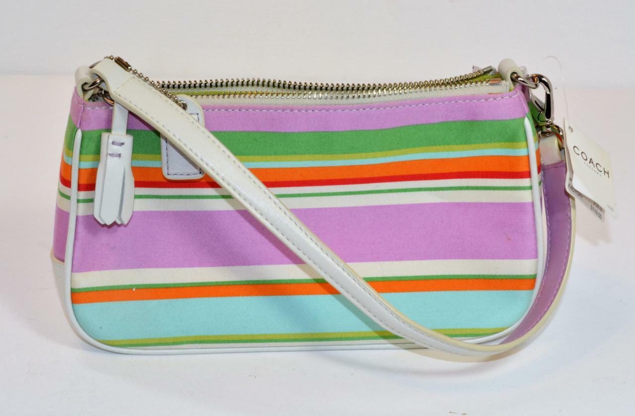 NWT $128 Authentic Coach M0669-F10802 multi-color striped small purse ...